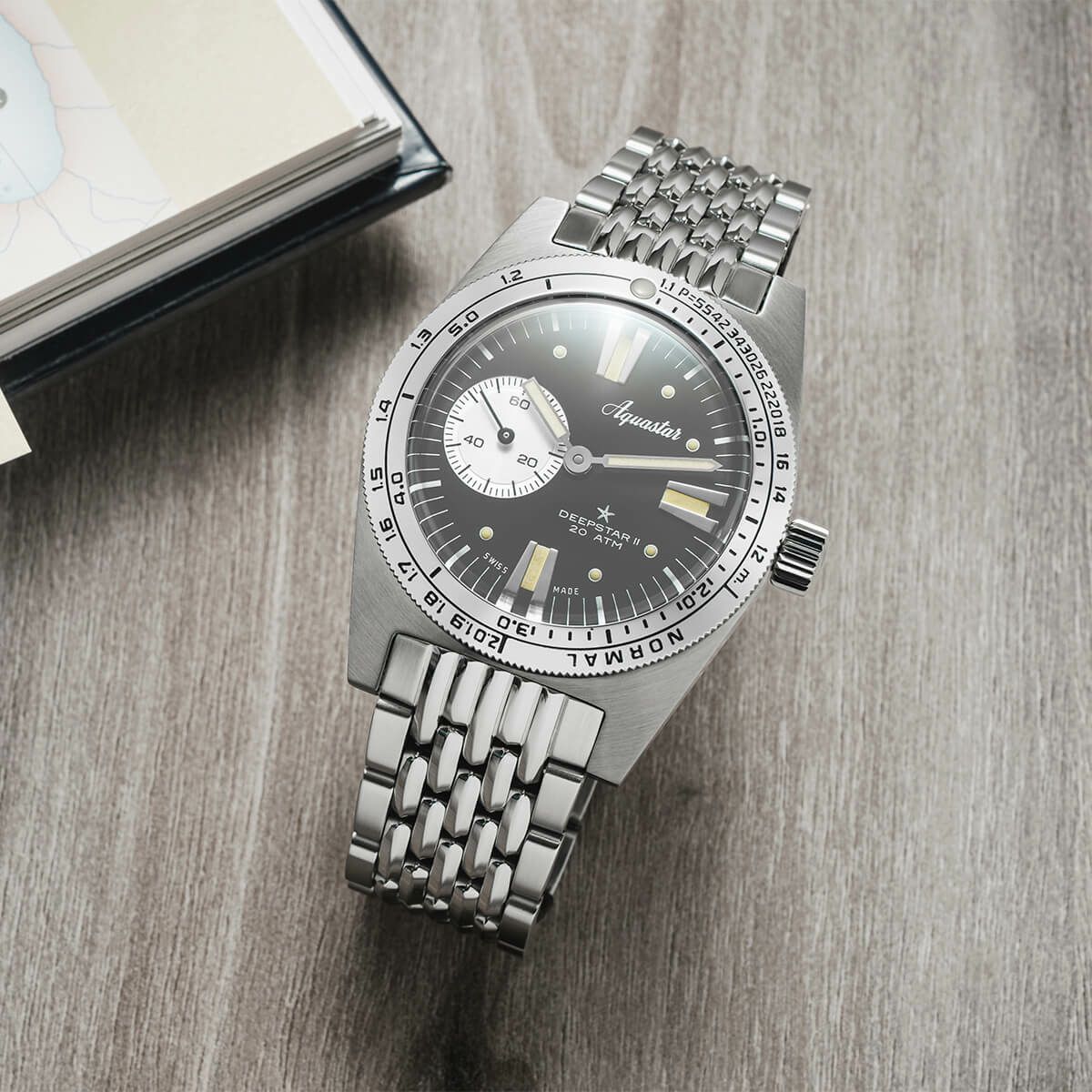 AQUASTAR/アクアスター Aquastar Deepstar II - Steel Grey on stainless steel ...